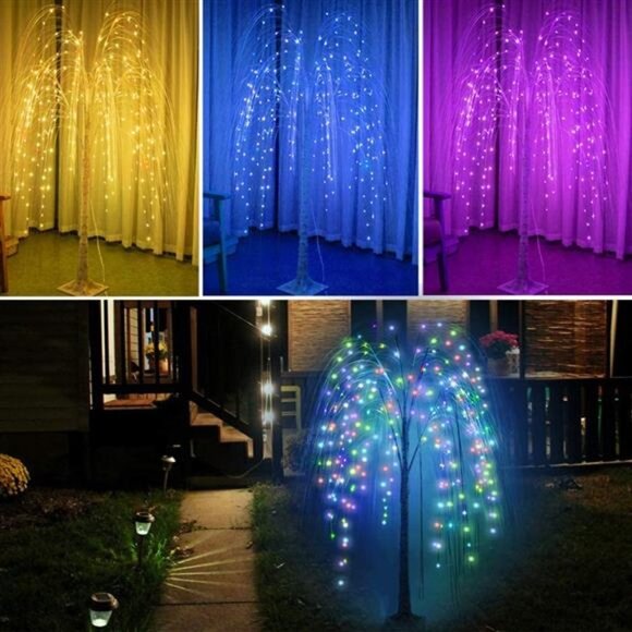 led light | Holiday | 24 Led 5ft Colorful Lighted Willow Tree Rgb Led ...